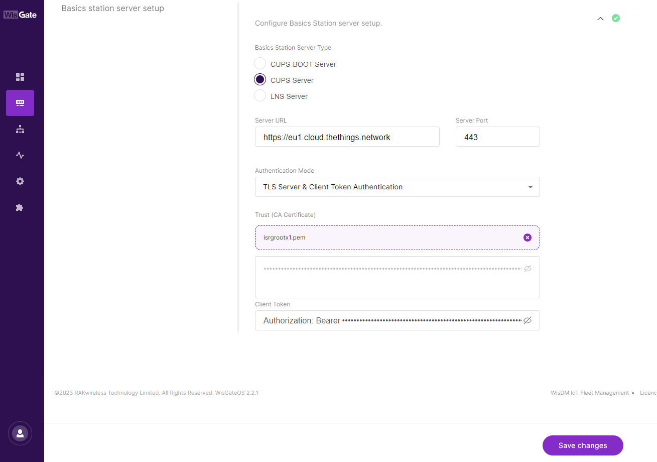Basics Station配置示例(连接至TTS) | 文档中心