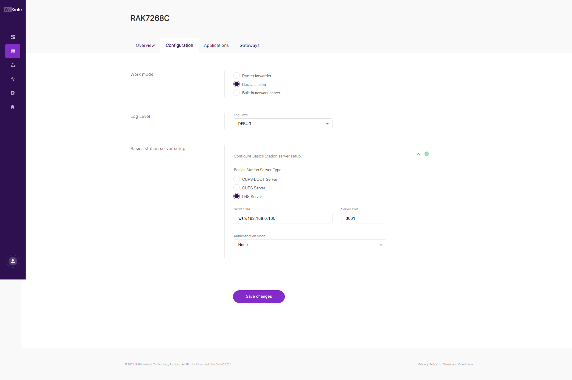 ChirpStack 配置示例 | 文档中心